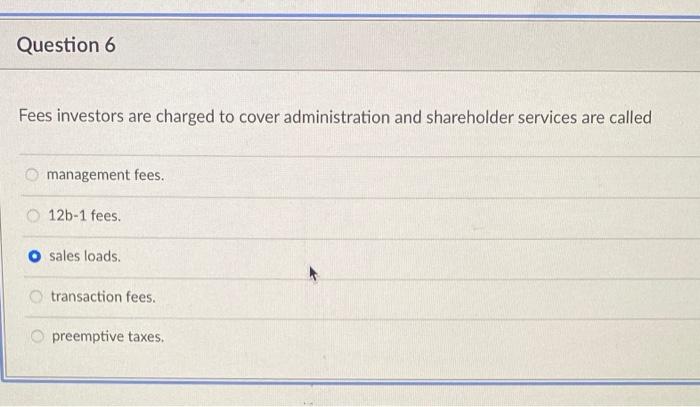 Solved Fees investors are charged to cover administration | Chegg.com