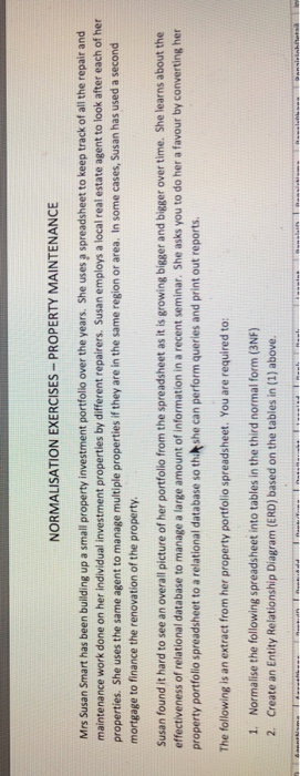 Normalisation Exercises Property Maintenance Mrs