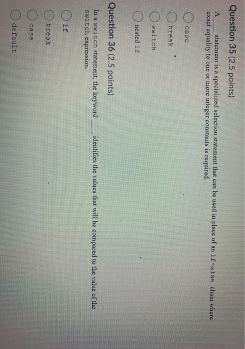 Solved Question 28 (2.5 points) Which of the following | Chegg.com