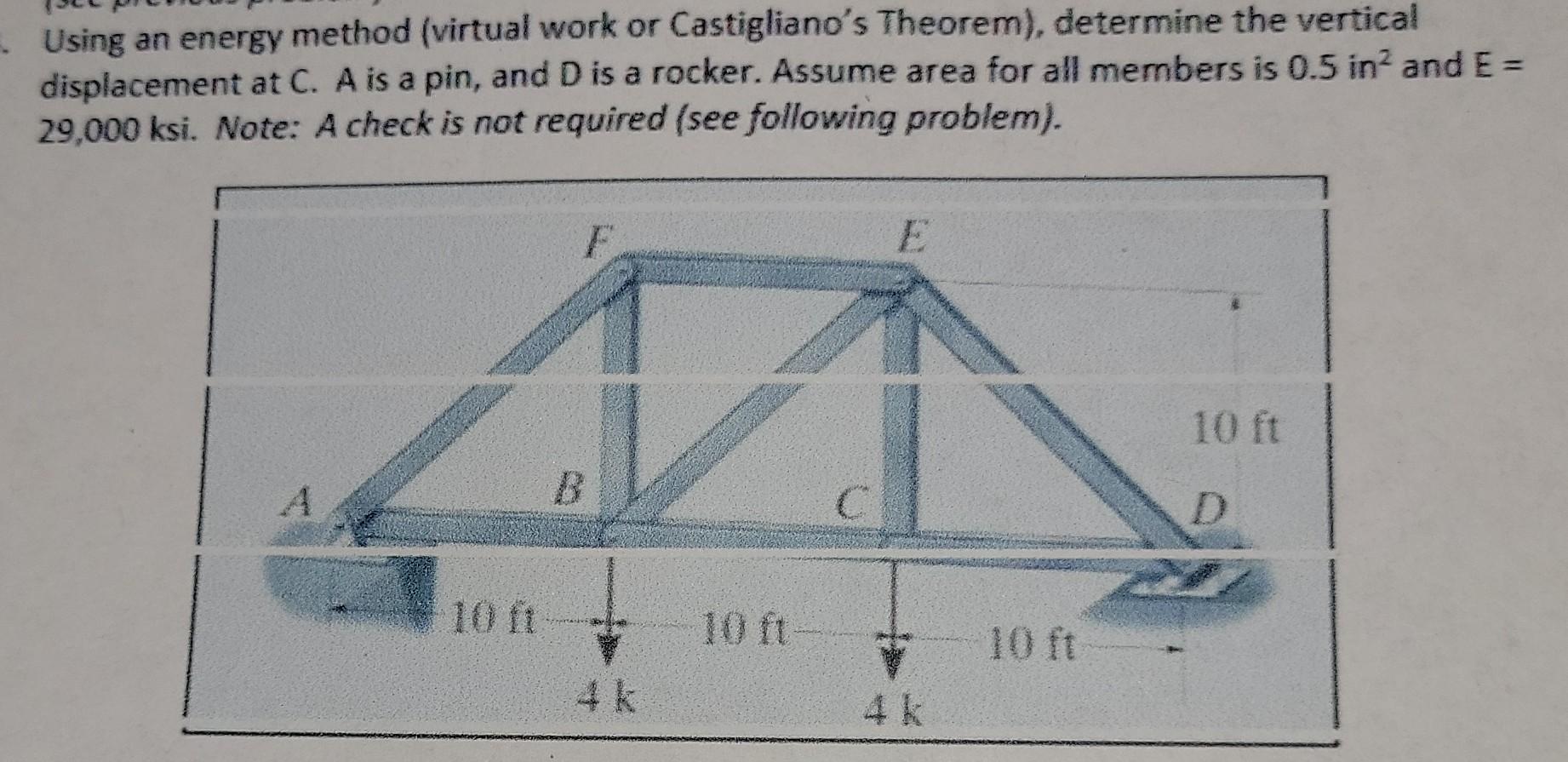 Solved Please solve and show work using CASTIGLIANO'S | Chegg.com