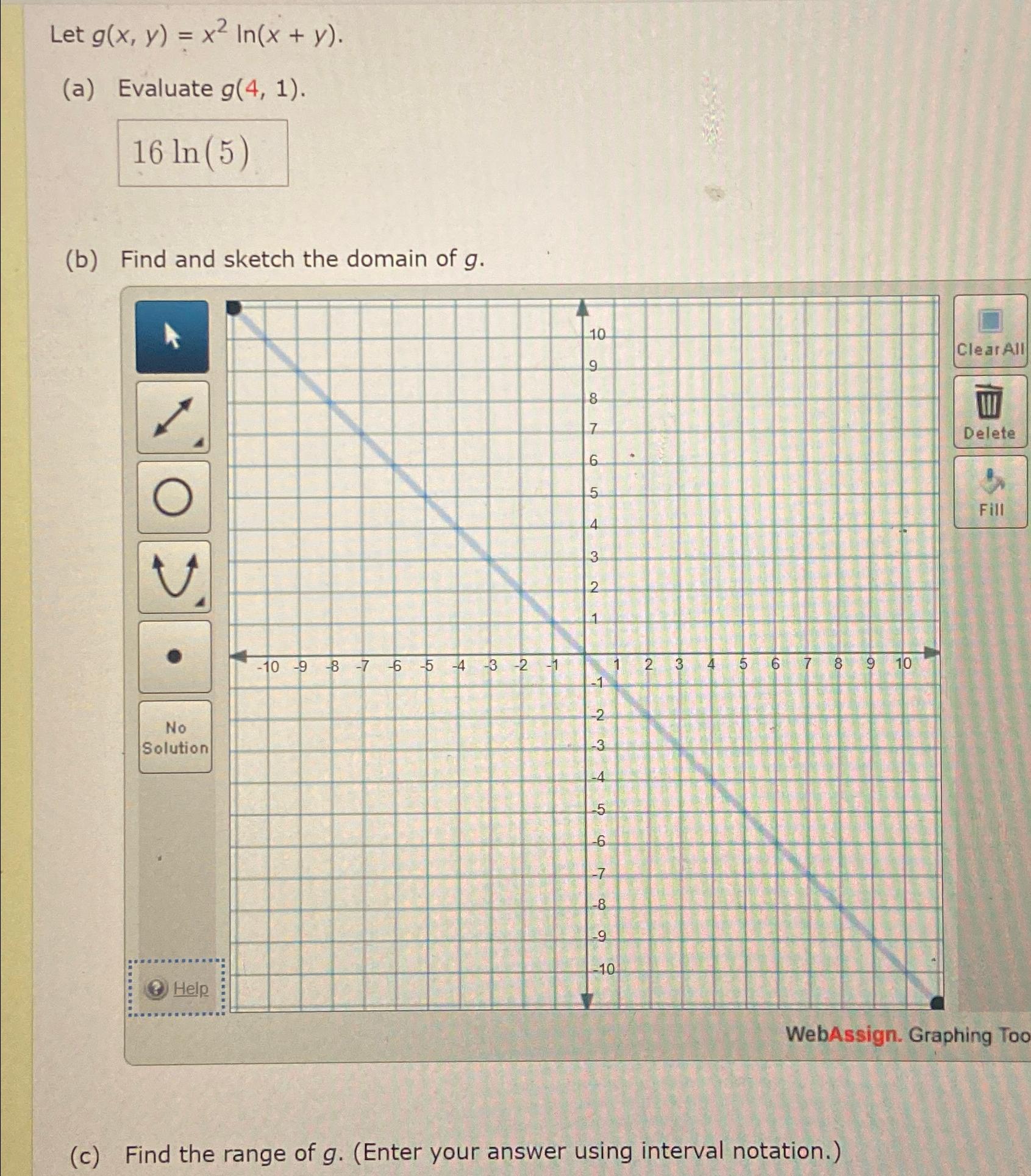 Solved Let g(x,y)=x2ln(x+y).(a) ﻿Evaluate g(4,1).(b) ﻿Find | Chegg.com