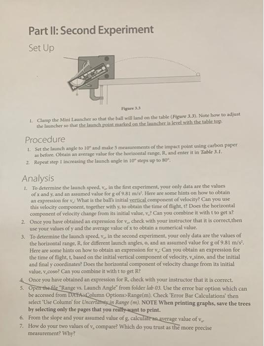 Part II: Second Experiment Set Up 1. Clamp the Mini | Chegg.com