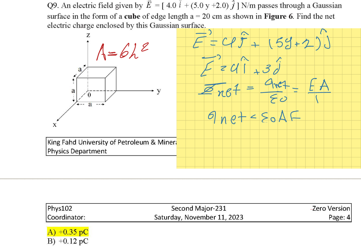 Solved Q9. ﻿An electric field given by | Chegg.com
