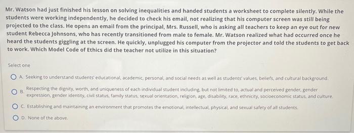 Solved Mr. Watson had just finished his lesson on solving | Chegg.com