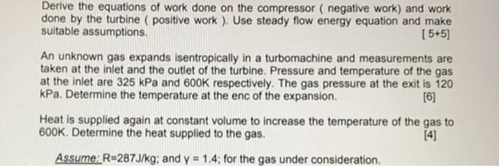 Solved Derive the equations of work done on the compressor | Chegg.com