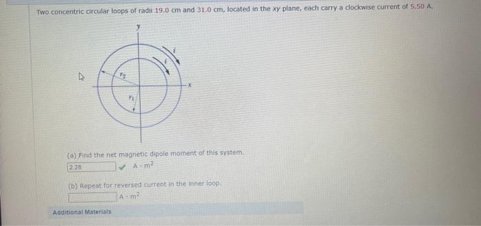Solved Two concentric circular loops of radil 19.0 cm and | Chegg.com
