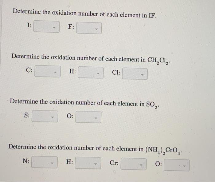 Solved Determine the oxidation number (oxidation state) of | Chegg.com