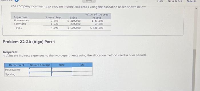Solved 2. Allocate indirect expenses to the two departments. | Chegg.com