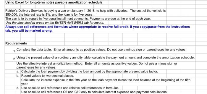 Solved Create a long-term notes payable amortization | Chegg.com