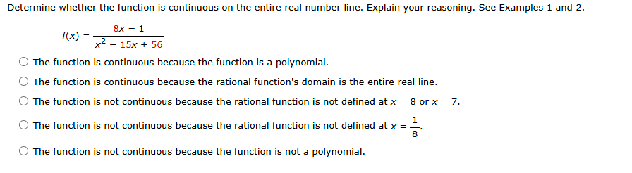 Solved Determine whether the function is ﻿continuous on ﻿the | Chegg.com