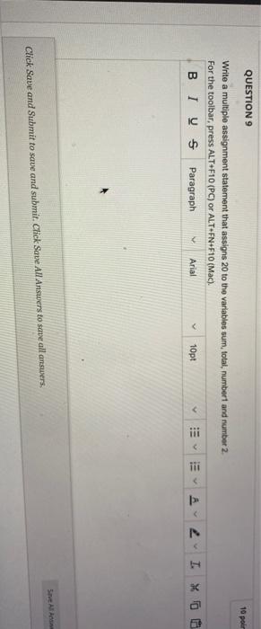Solved Question 9 10 Poir Write A Multiple Assignment 