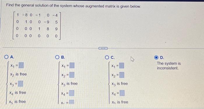 Solved Find the general solution of the system whose | Chegg.com