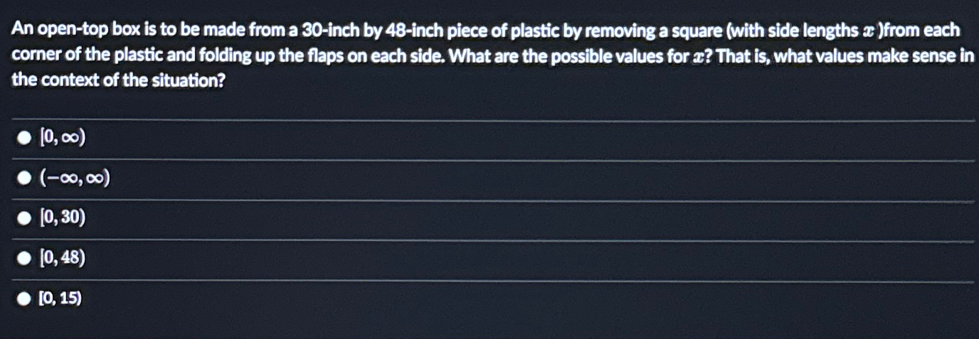 Solved An open-top box is to be made from a 30-inch by | Chegg.com
