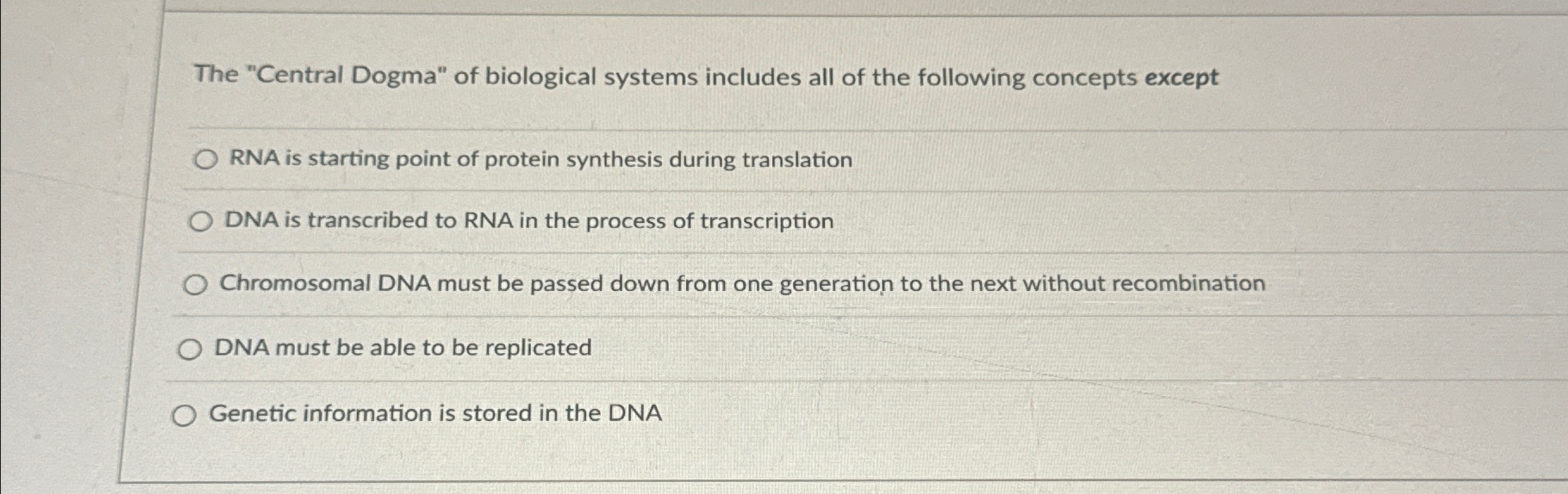 Solved The "Central Dogma" of biological systems includes | Chegg.com
