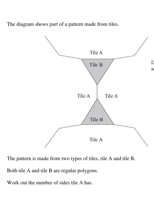 Solved The diagram shows part of a pattern made from tiles. | Chegg.com