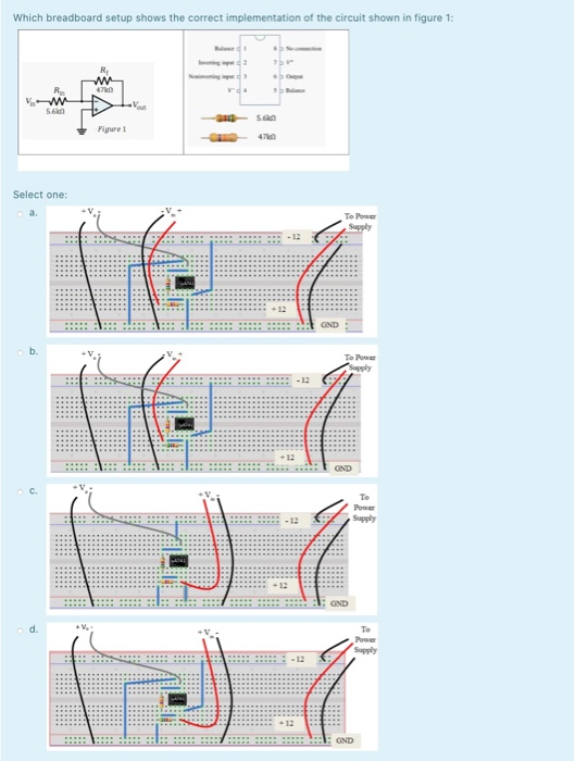 Solved Which breadboard setup shows the correct | Chegg.com