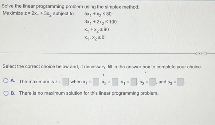 Solved Solve the linear programming problem using the | Chegg.com