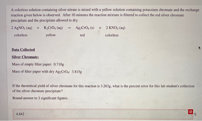 Solved A colorless solution containing silver nitrate is | Chegg.com