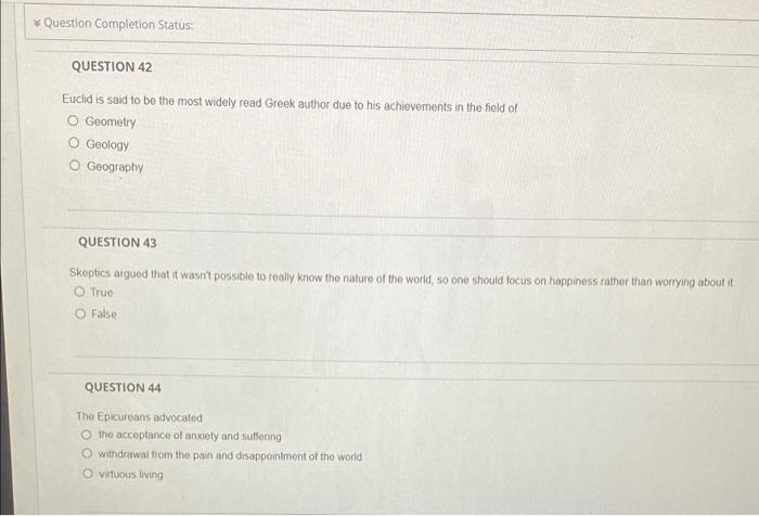 Solved Question Completion Status QUESTION 42 Euclid is said | Chegg.com