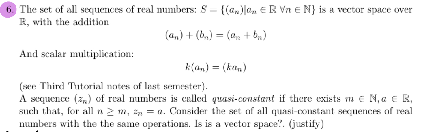 Solved The set of all sequences of real numbers: | Chegg.com