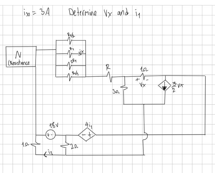 Solved ix=3A Determine Vx and i1 | Chegg.com