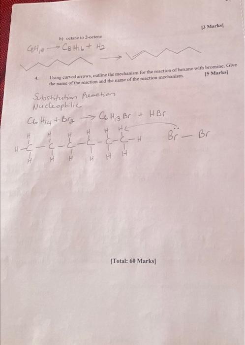 Solved b) octine to 2-octene 4. Using curved arrows, outline | Chegg.com