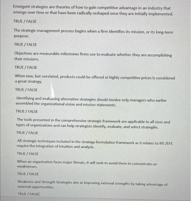 Solved Emergent strategies are theories of how to gain | Chegg.com