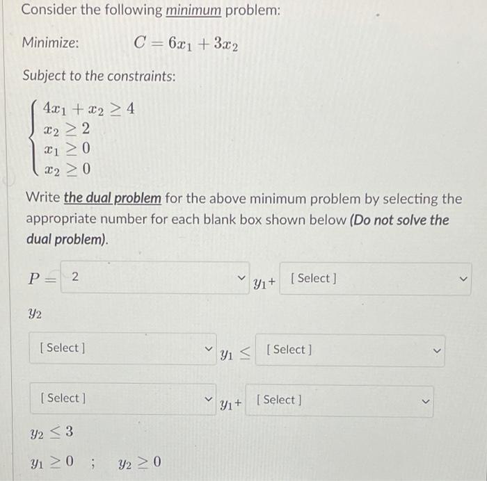 Solved Consider the following minimum problem: Minimize: | Chegg.com
