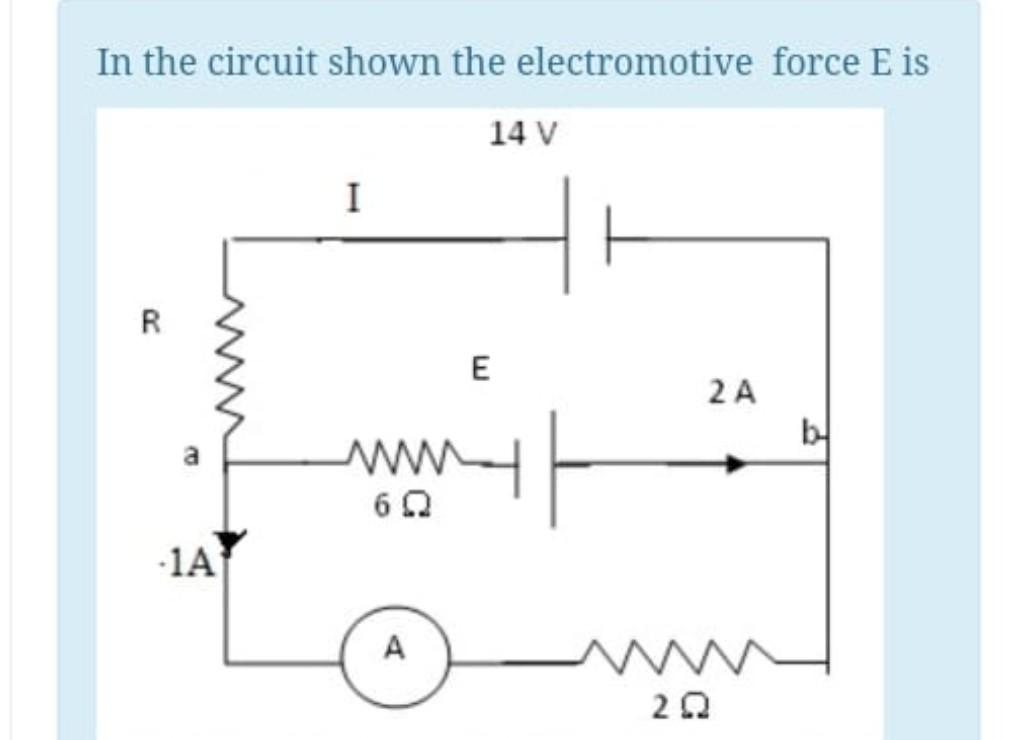 Solved In the circuit shown the electromotive force E is 14 | Chegg.com