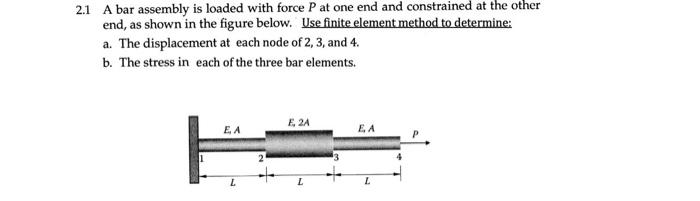 Solved 2.1 A bar assembly is loaded with force P at one end | Chegg.com