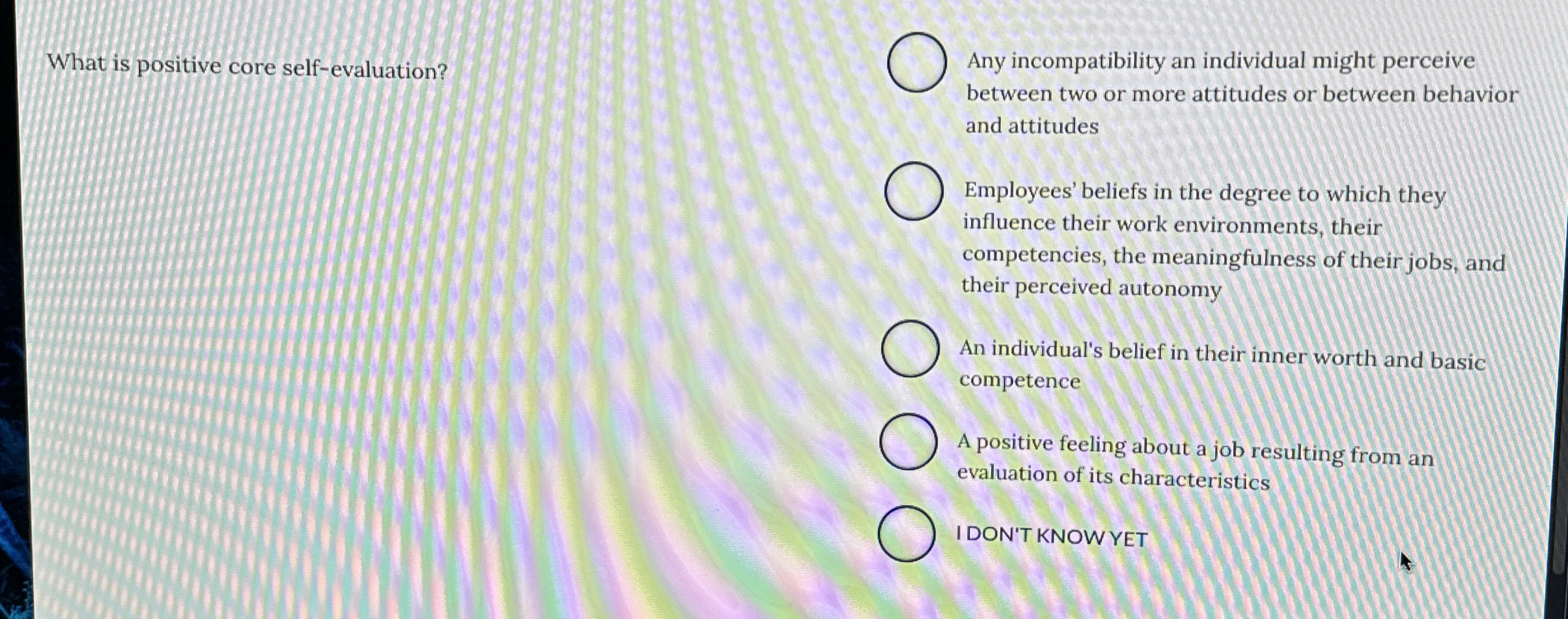 Solved What is positive core self-evaluation?Any | Chegg.com