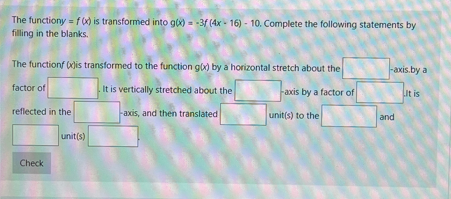 Solved The functiony =f(x) ﻿is transformed into | Chegg.com