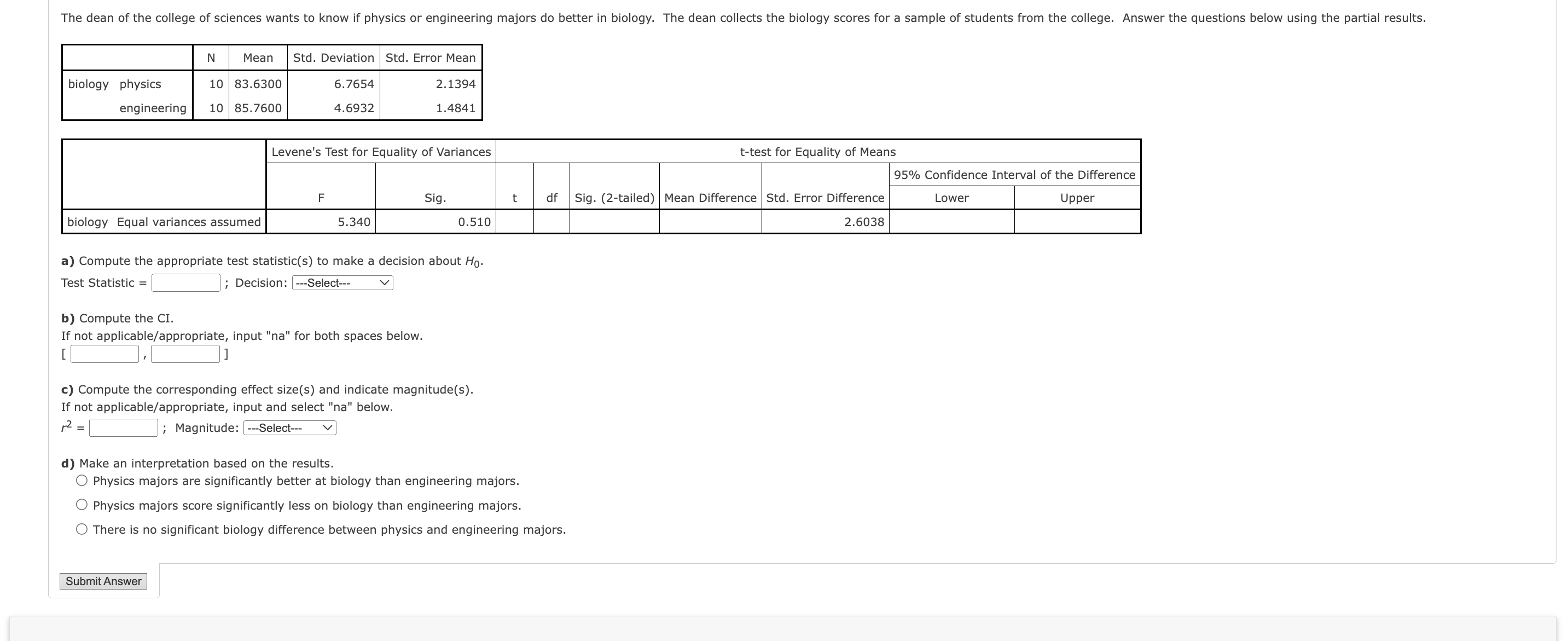 Solved Part A option (Decision): Fail to reject H0 ﻿or | Chegg.com