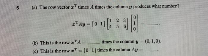 Solved 5 (a) The row vector a times A times the column y | Chegg.com