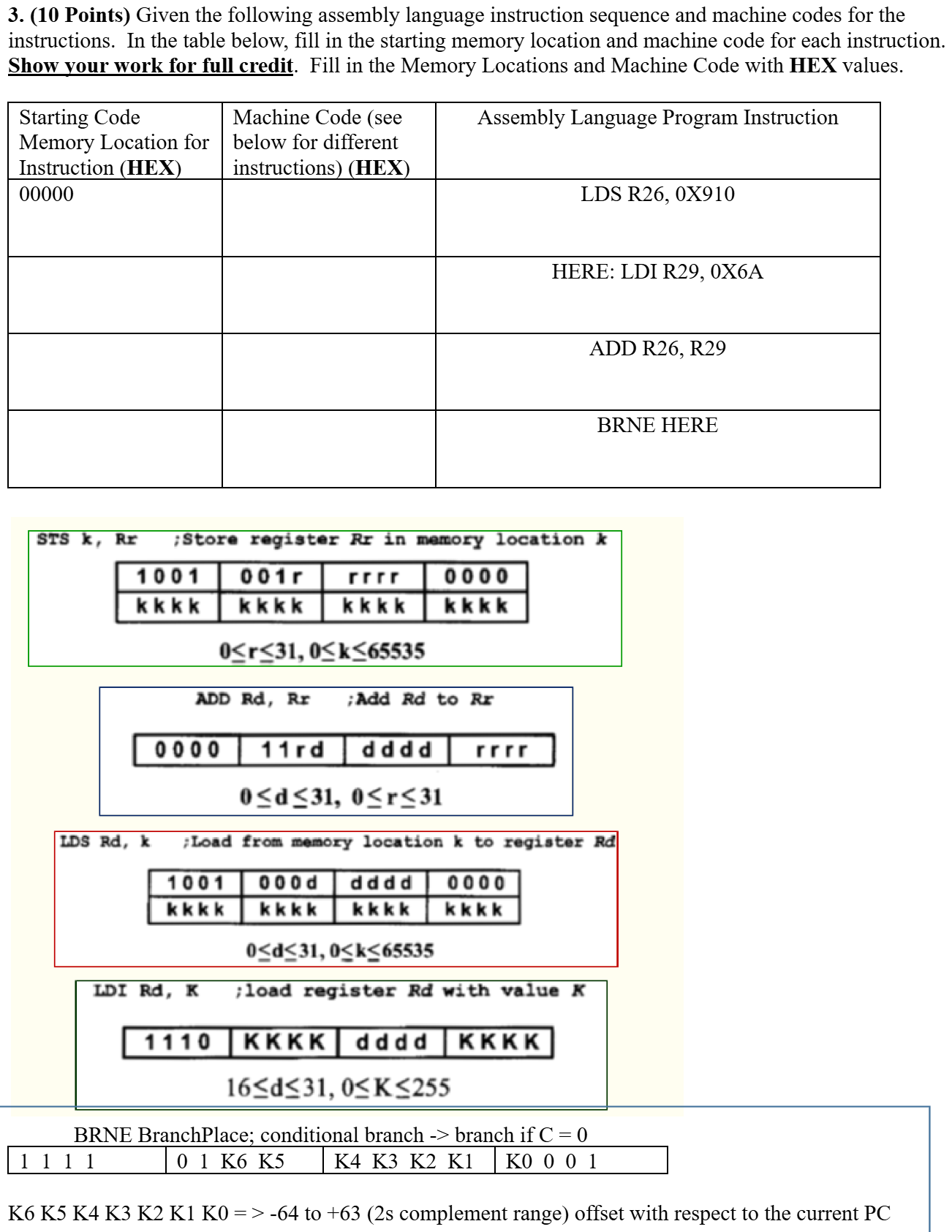 Solved 3. (10 ﻿Points) ﻿Given the following assembly | Chegg.com