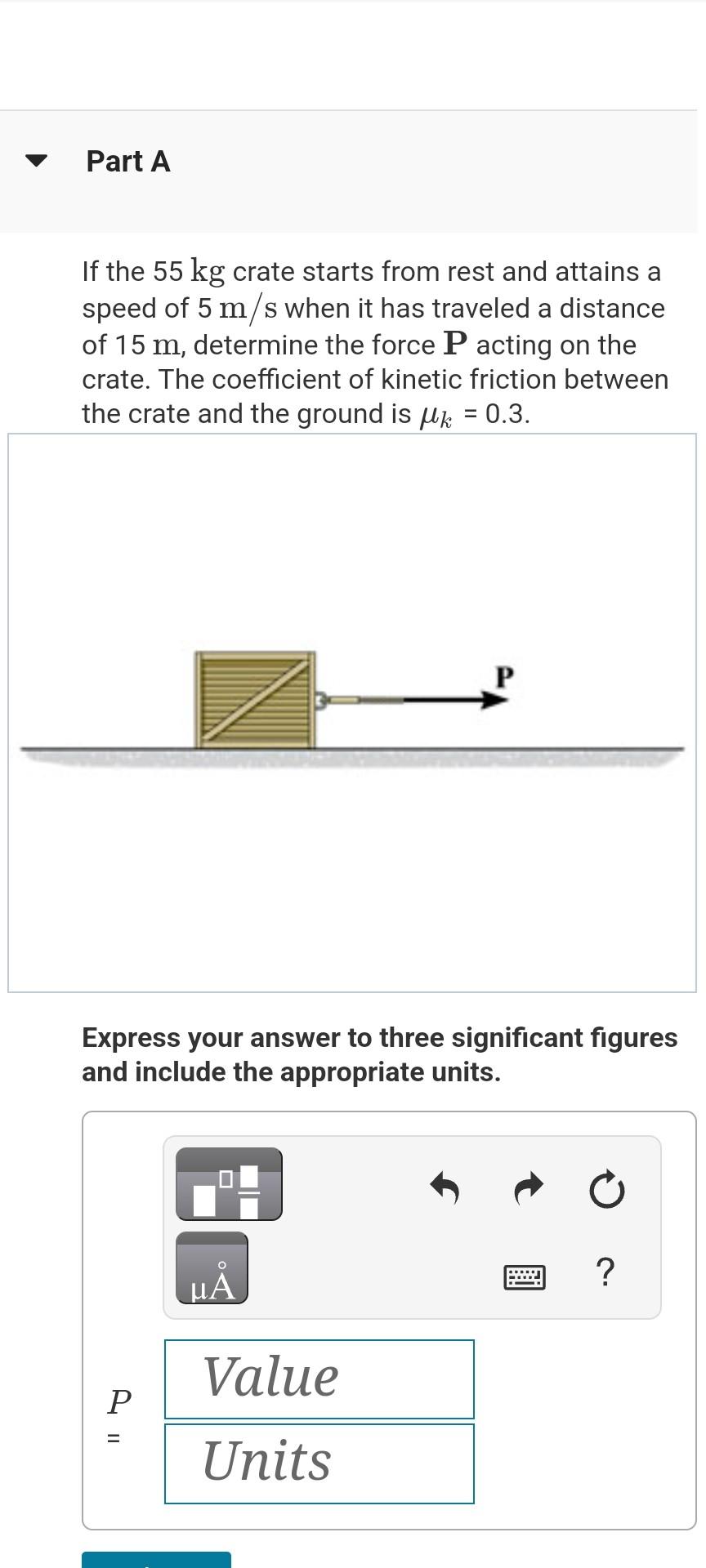 Solved If the 55 kg crate starts from rest and attains a | Chegg.com