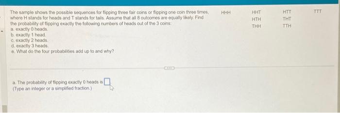 Solved The sample shows the possible sequences for flipping | Chegg.com
