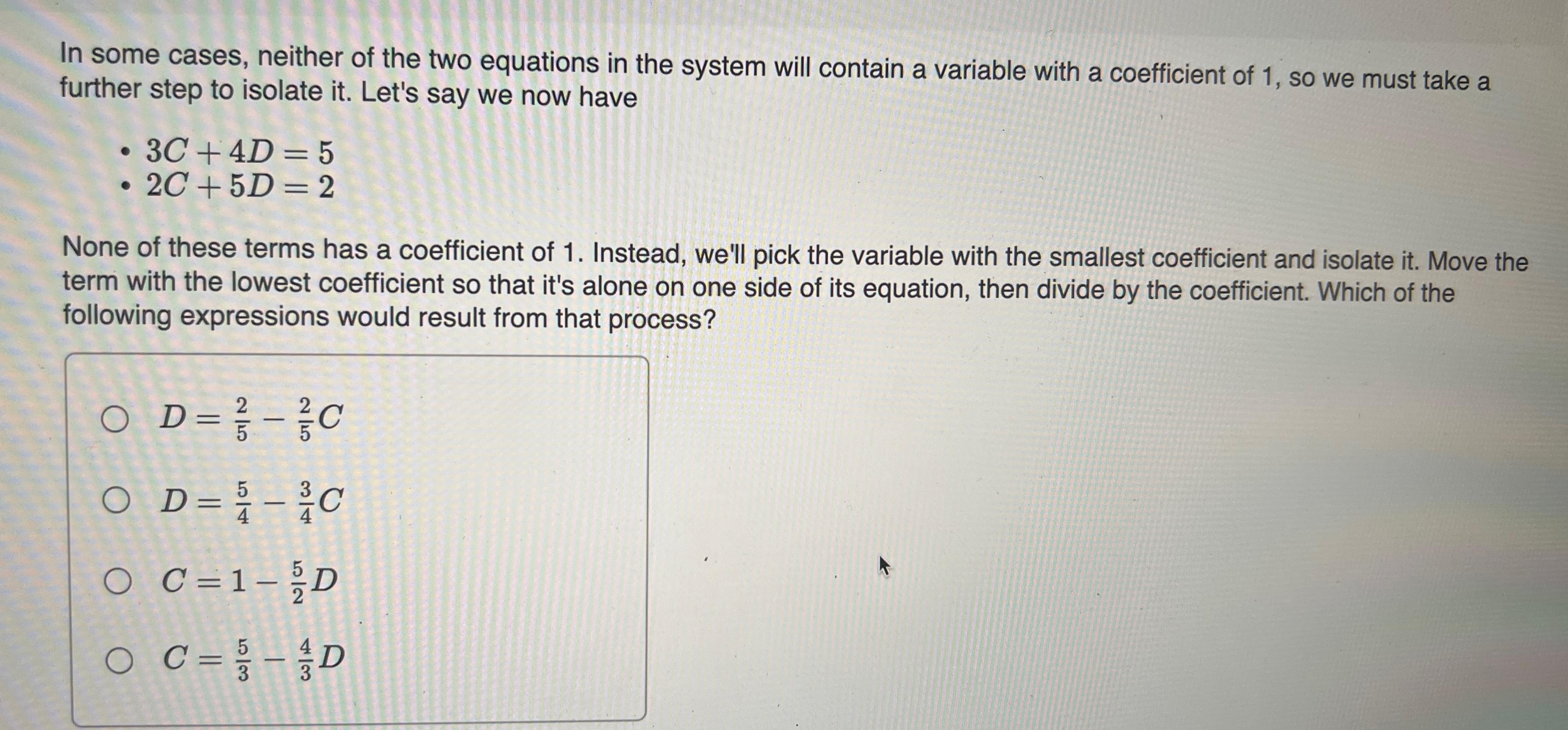 Solved In some cases, neither of the two equations in the | Chegg.com