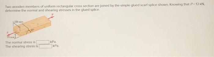 Solved Two wooden members of uniform rectangular cross | Chegg.com