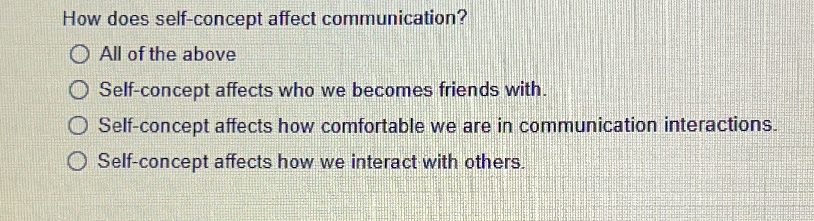 Solved How does self-concept affect communication?All of the | Chegg.com