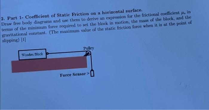 Solved 2. Part 1- Coefficient of Static Friction on a | Chegg.com