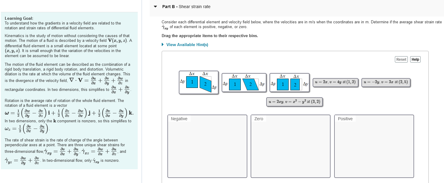 Solved Part B - ﻿Shear strain rateConsider each differential | Chegg.com