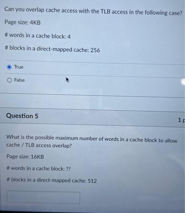 Solved Can you overlap cache access with the TLB access in | Chegg.com