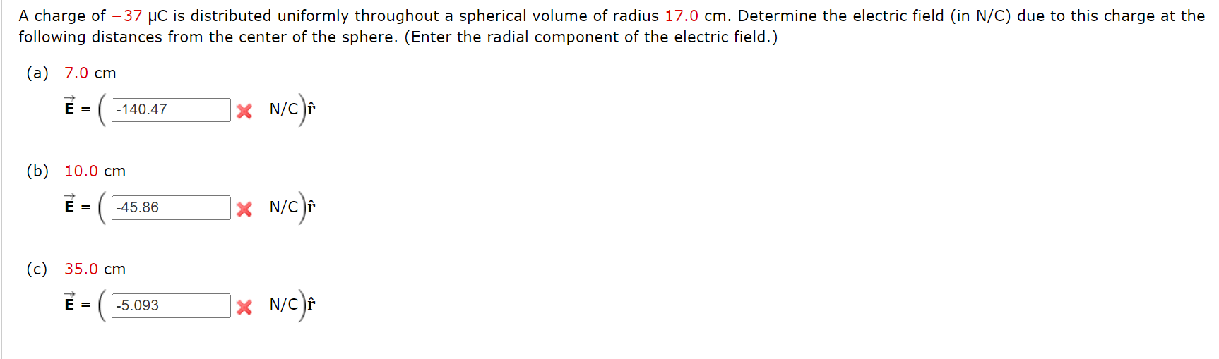 Solved A charge of -37μC ﻿is distributed uniformly | Chegg.com