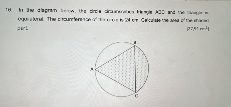 Solved In the diagram below, the circle circumscribes | Chegg.com