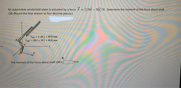 Solved An automobile windshield wiper is actuated by a force | Chegg.com