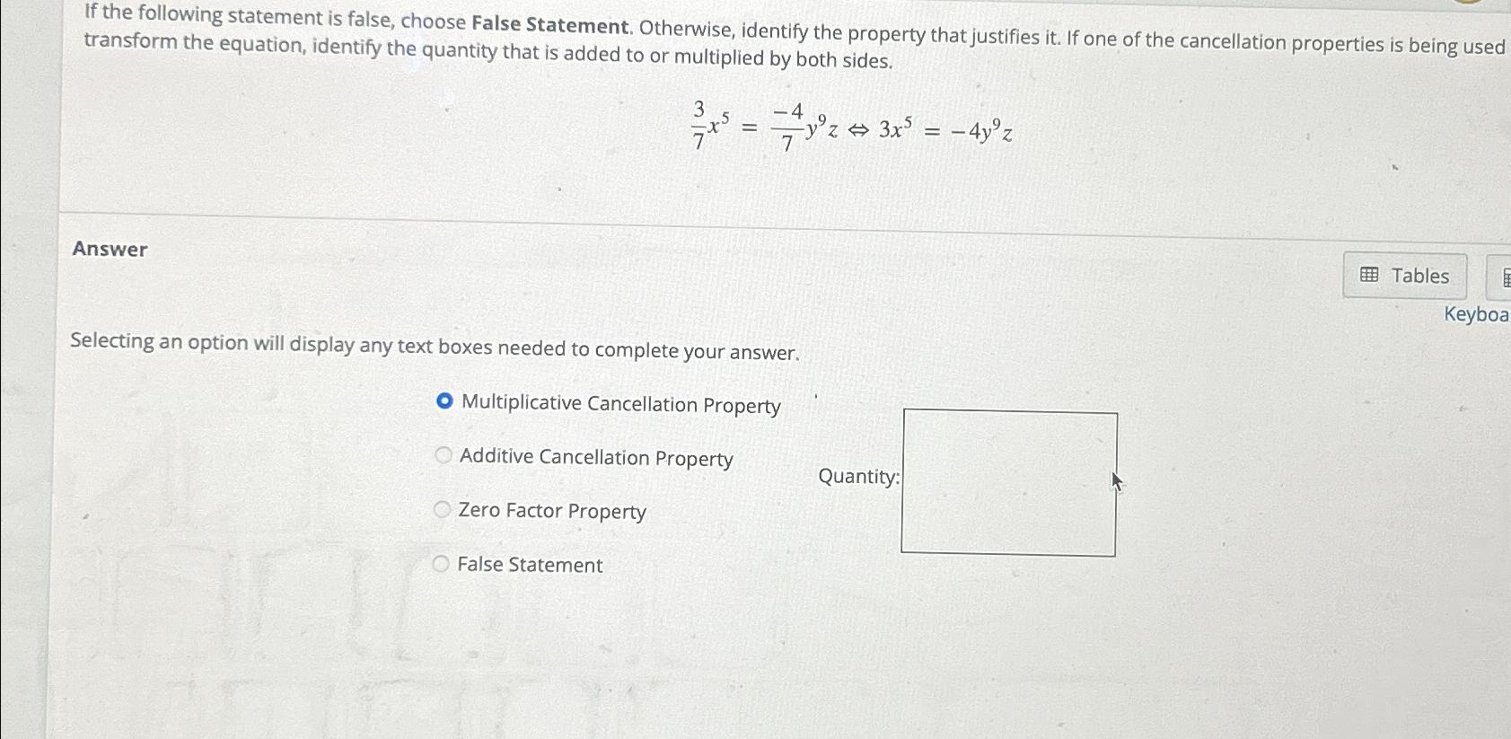 Solved If the following statement is false, choose False | Chegg.com
