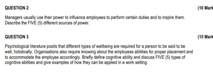 Solved QUESTION2 Managers usually use their power to | Chegg.com