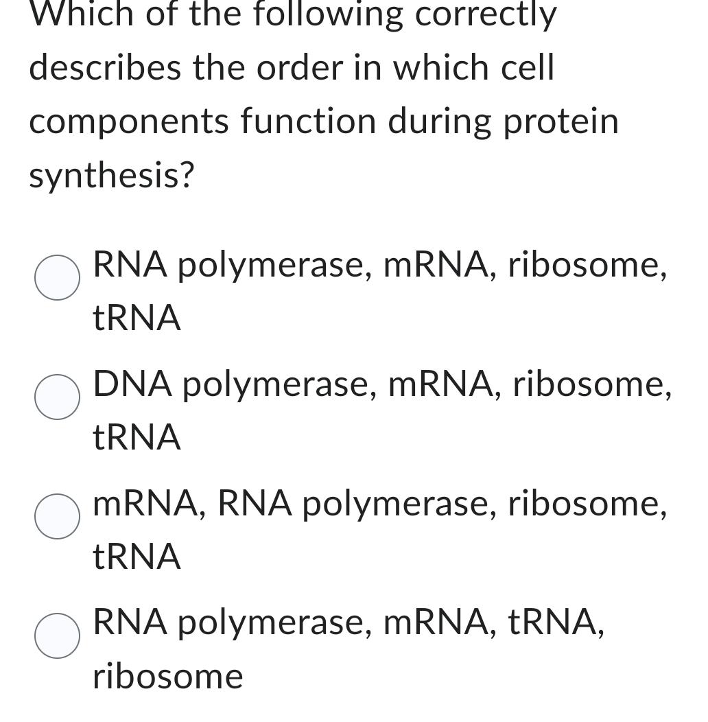 Solved Which of the following correctly describes the order | Chegg.com
