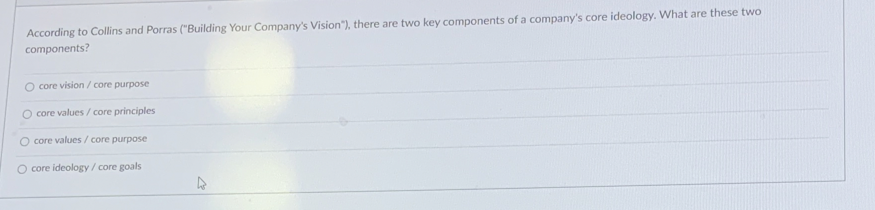 Solved According to Collins and Porras ("Building Your | Chegg.com